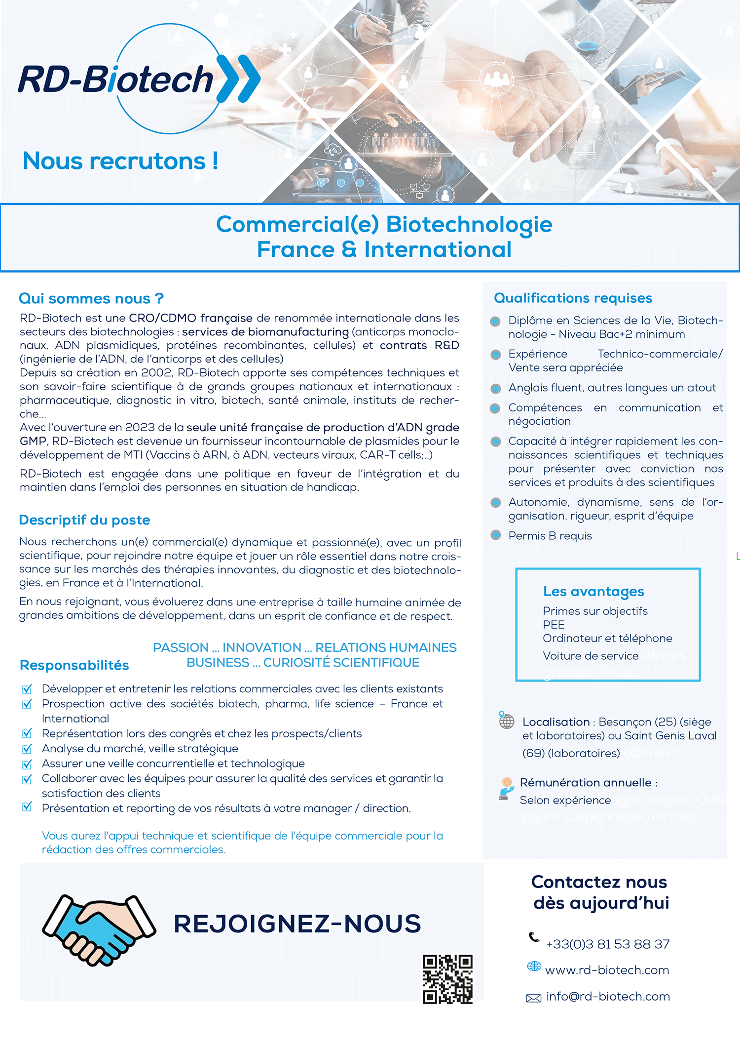 RD biotech, entreprise de biotechnologie CRO/ CDMO